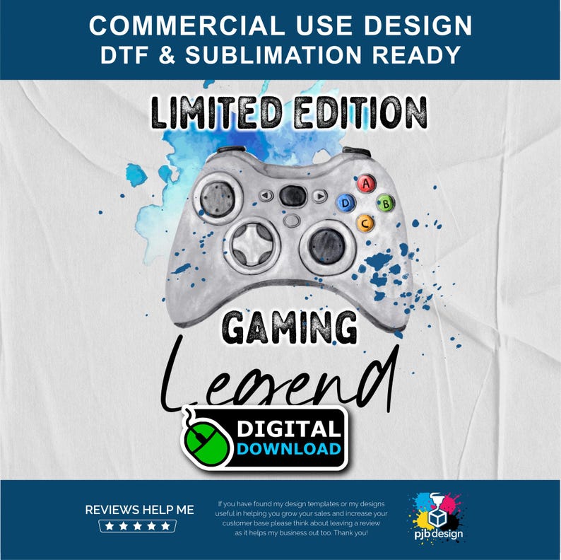 Gamer Legend Design: Sublimation & DTF Transfer (digital Download PNG ...