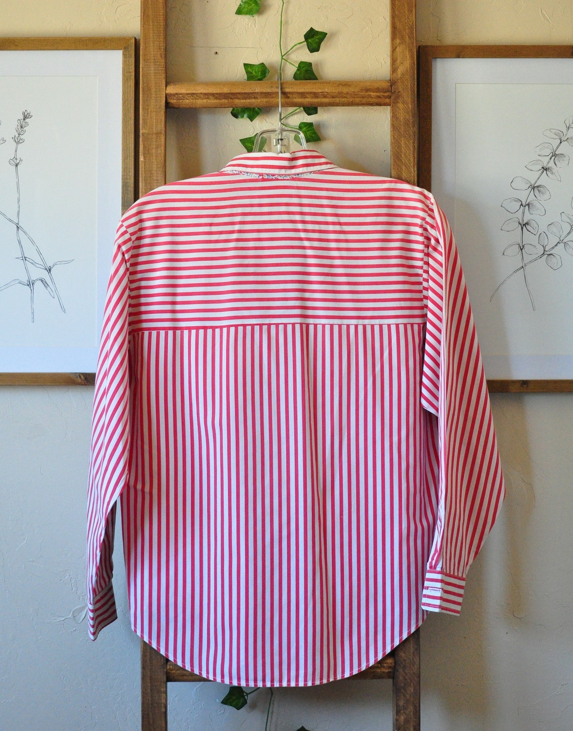 Vintage Red Striped Button Down Blouse No Tag Size Small - Etsy