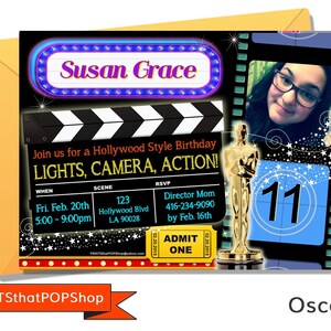 Hollywood Invitation,movie Star Invitation,grammy,custom Face Invites ...