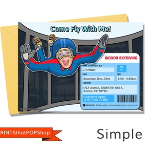 Indoor Skydiving Invitation,custom Invite,photo Invite,face Invitations ...