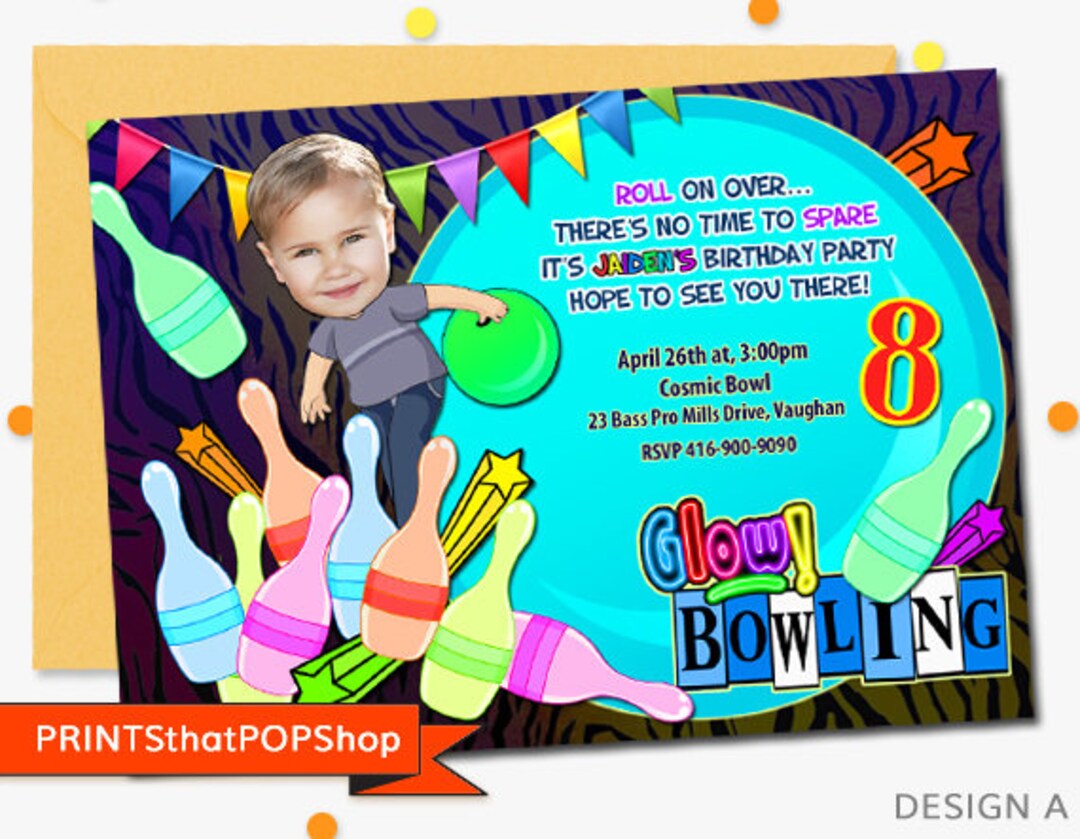 Bowling Invitation,neon Bowling Invitation,bowling,bowling Invite ...