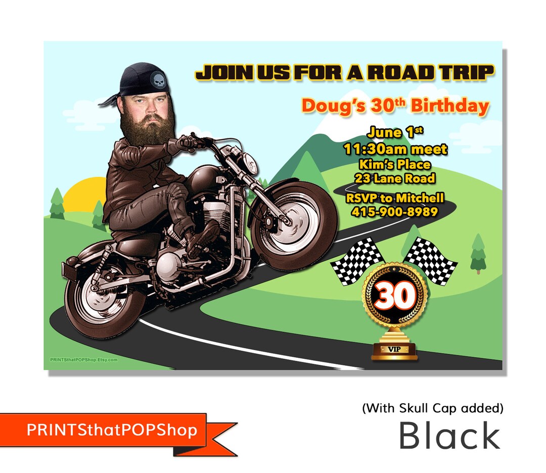 Motorcycle Ride Invite,motorcycle Birthday Invitation,milestone ...