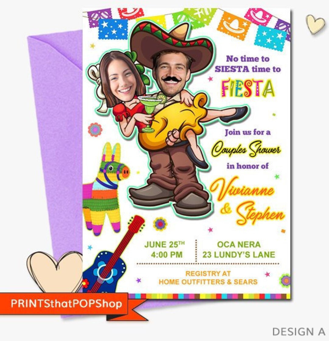 Fiesta Couples Shower,dinner Rehearsal,wedding Invites,custom Photo ...
