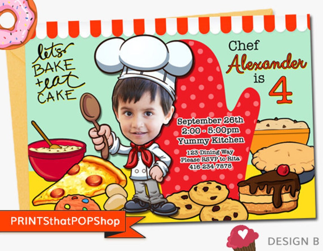 Cooking Invitation,recipe for Fun,pizza Party,baking Party,cupcake ...