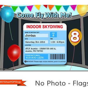 Indoor Skydiving Invitation,custom Invite,photo Invite,face Invitations ...