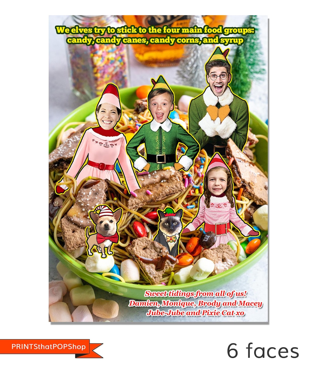 Family Holiday Elf Card,elf Pet Christmas,work Christmas Elf Card,funny ...