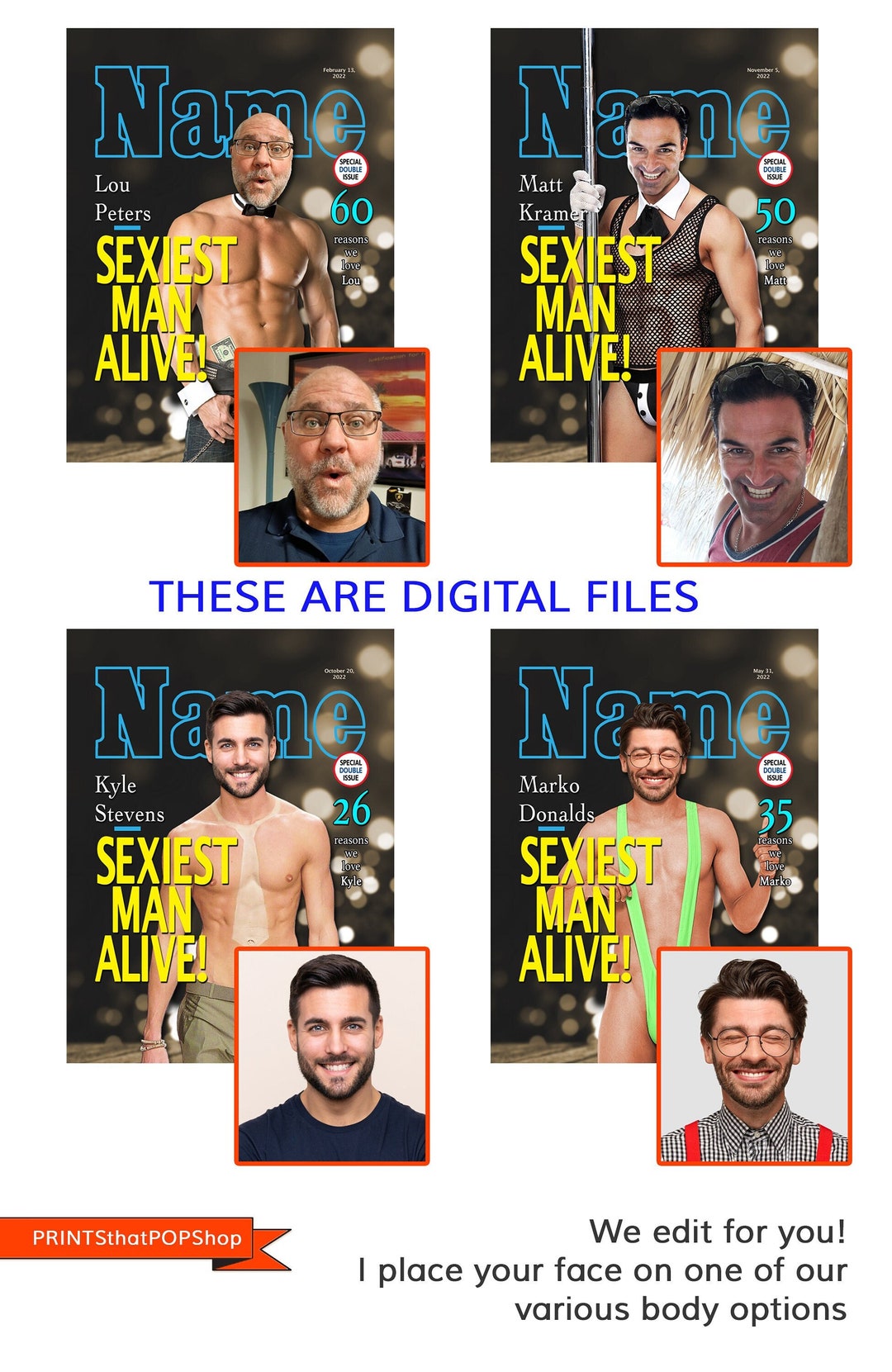 Mature,personalized Magazine Cover,personal Portrait,custom Photo ...