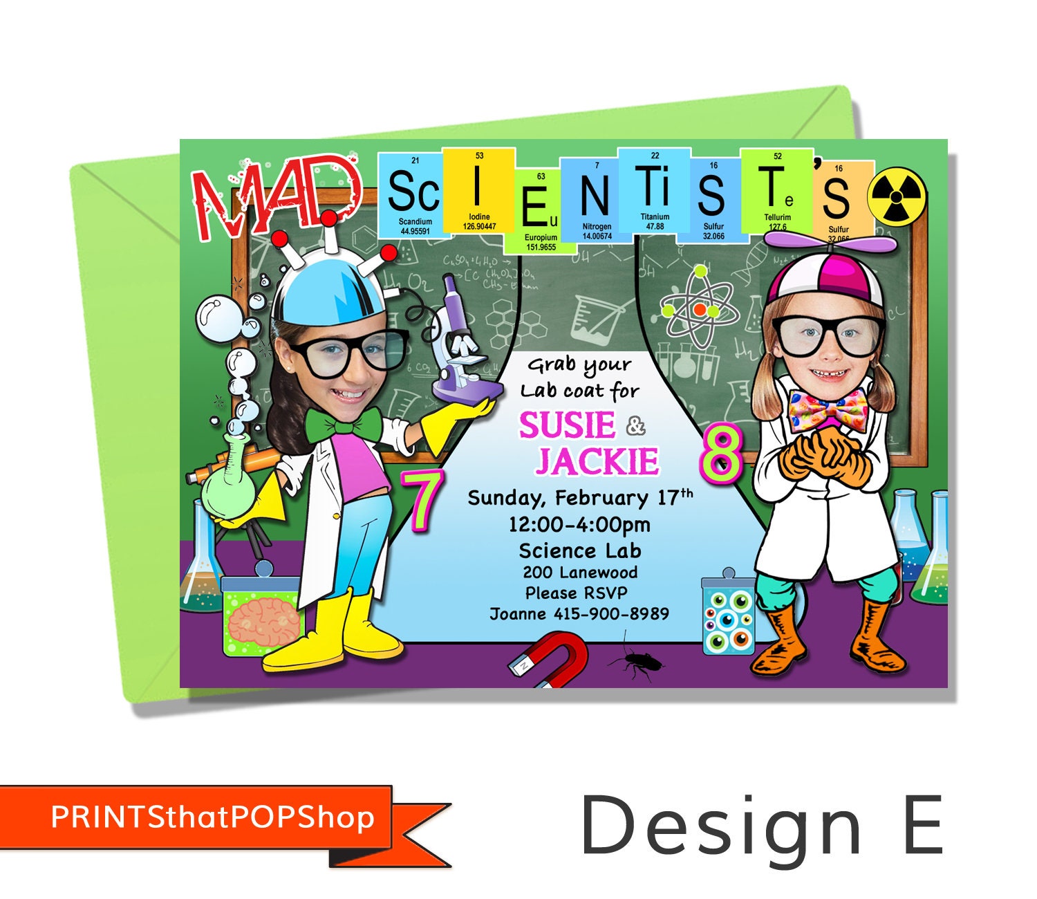 Mad Science Invitationexperimentbirthday Invitationcustom - Etsy