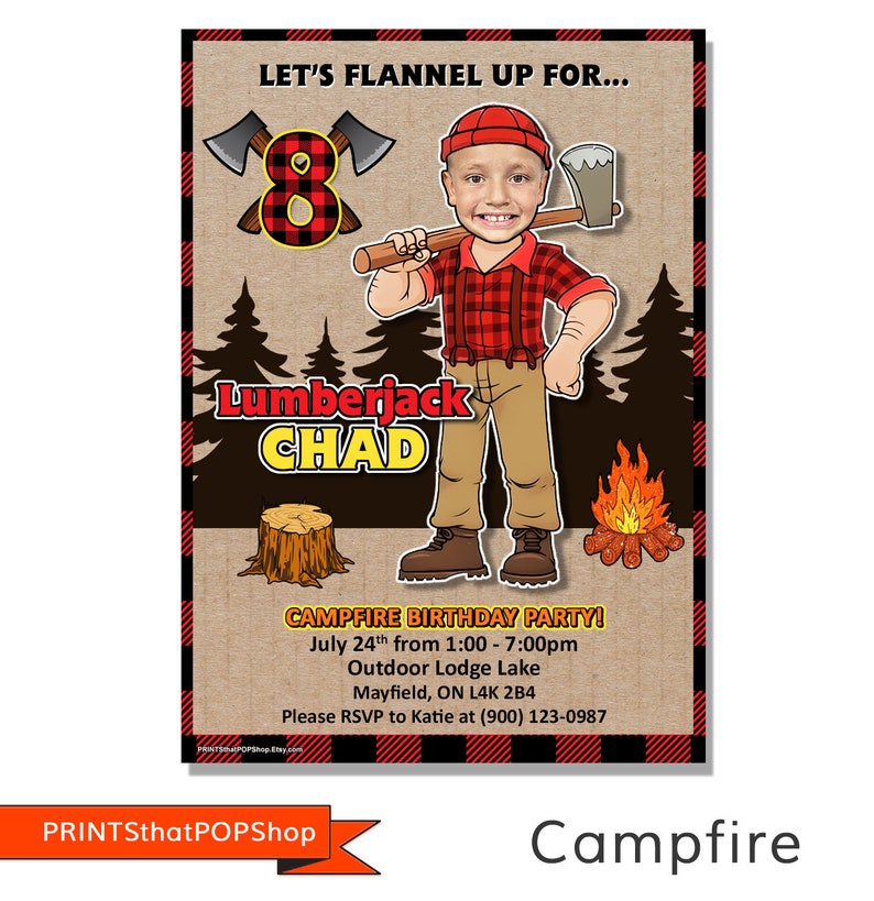 Lumberjack Axe Throwing Birthday,campfire Party,flannel,plaid ...