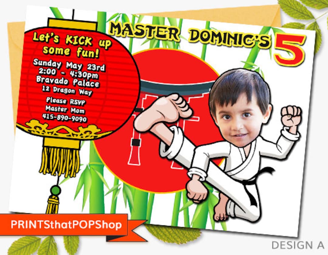 Karate Invitation,siblings,martial Arts Invitation,custom Face Invite ...
