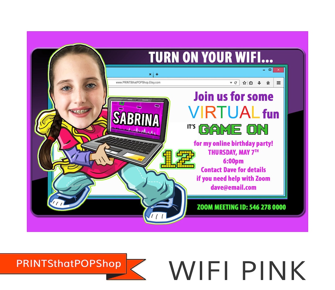 Online Virtual Birthday Party Invite,virtual Party Invitation,video ...