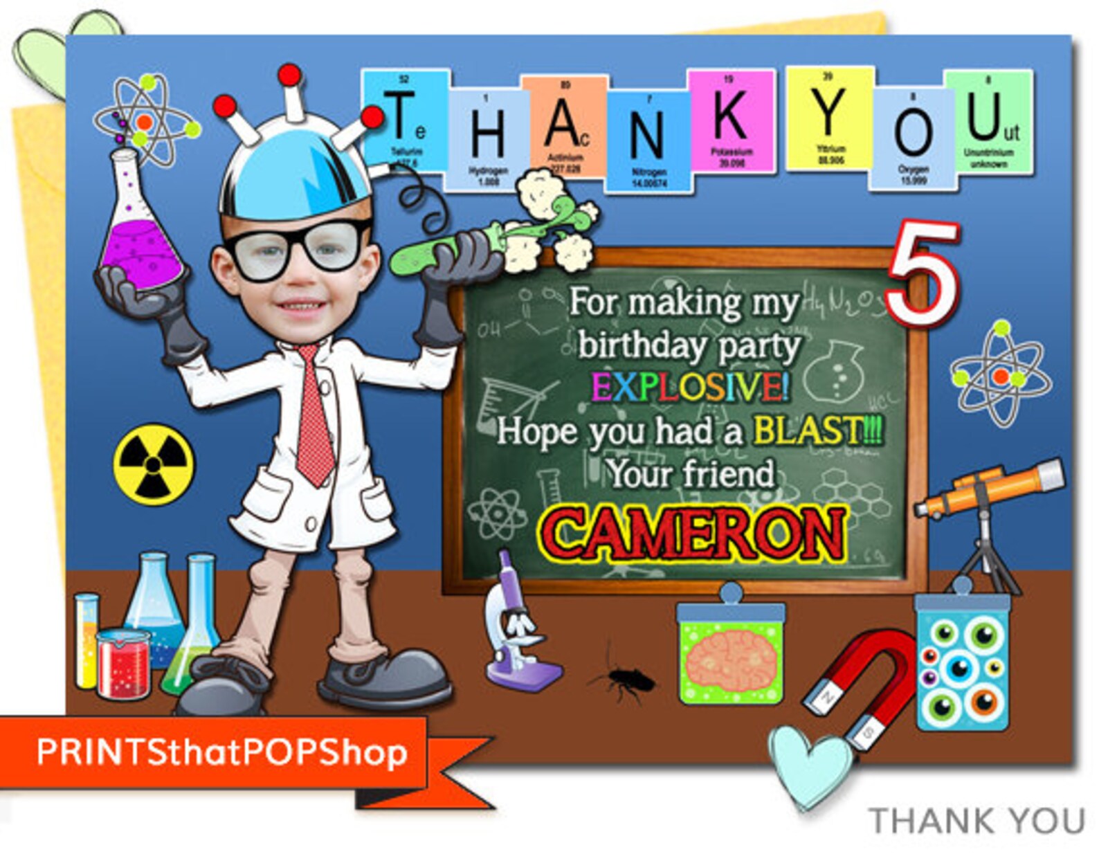 Mad Science Invitation,experiment,birthday Invitation,custom Face ...