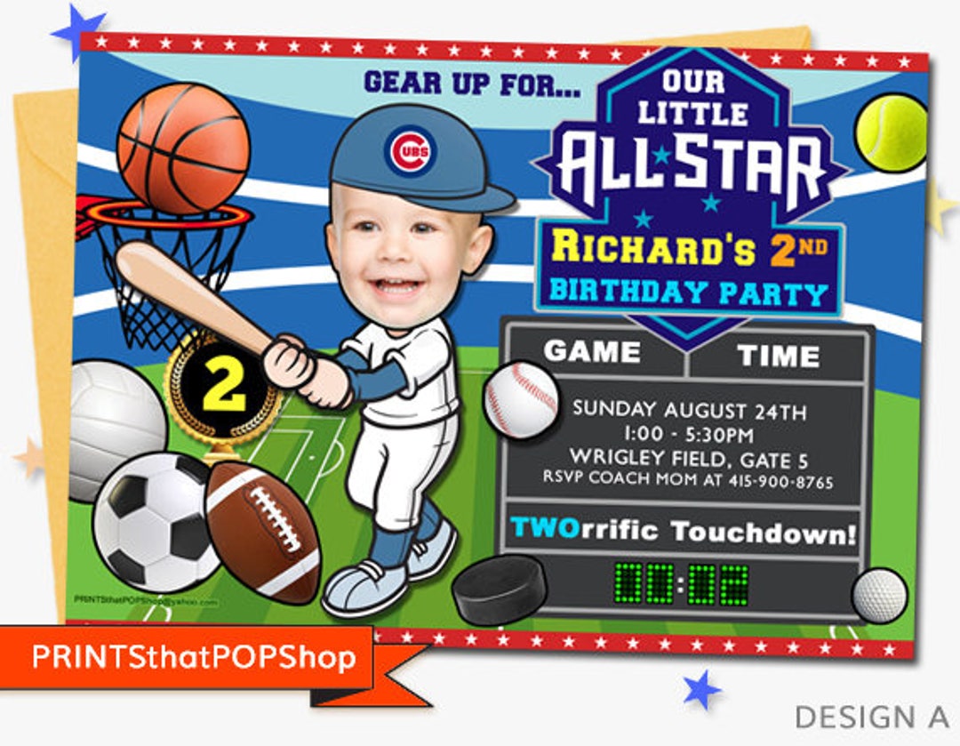 All Sports Invitation,sports Birthday,all Star,soccer,baseball,custom ...