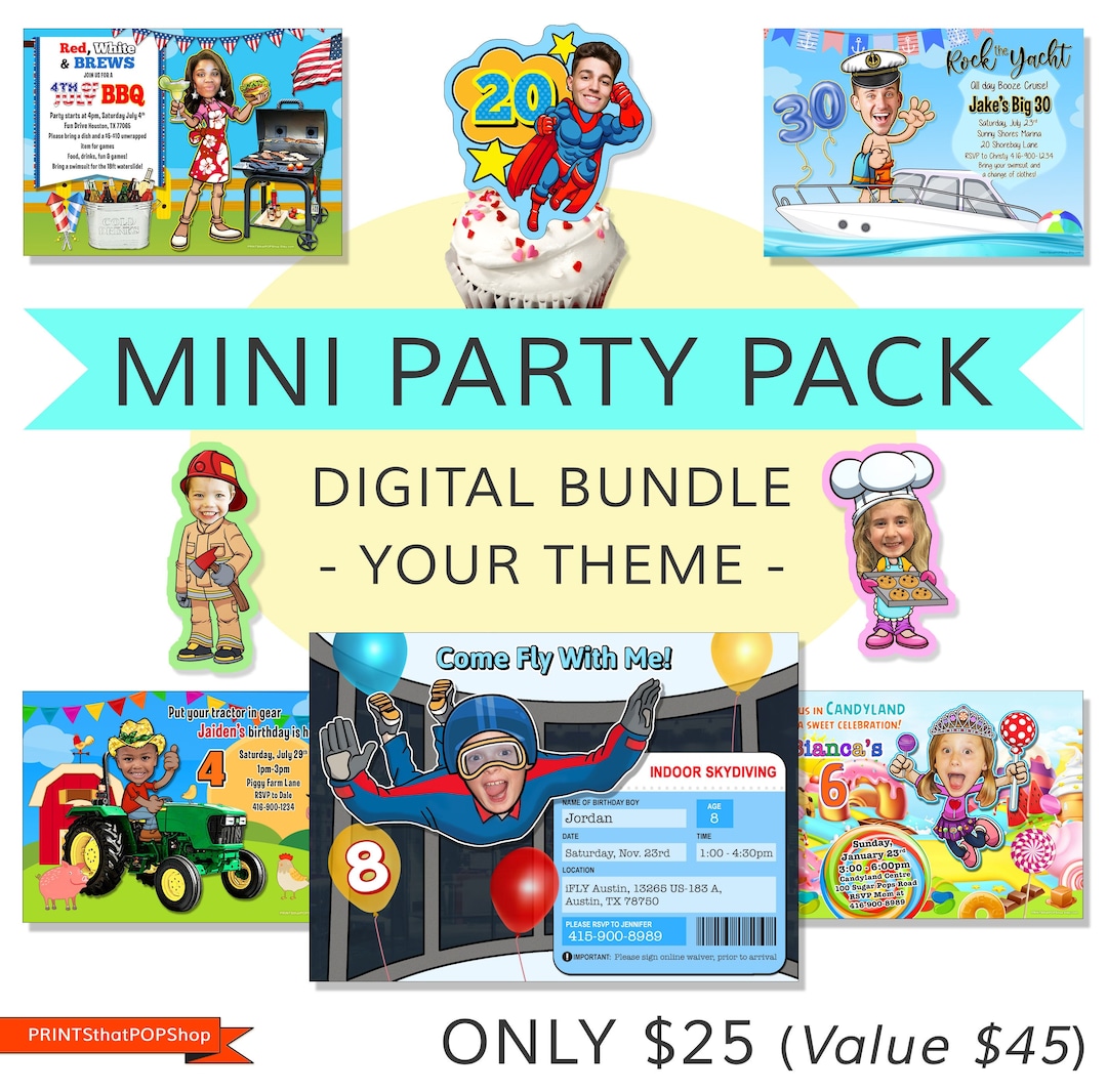 Mini Party Pack,digital Bundle,your Theme,super Value Birthday Bundle ...