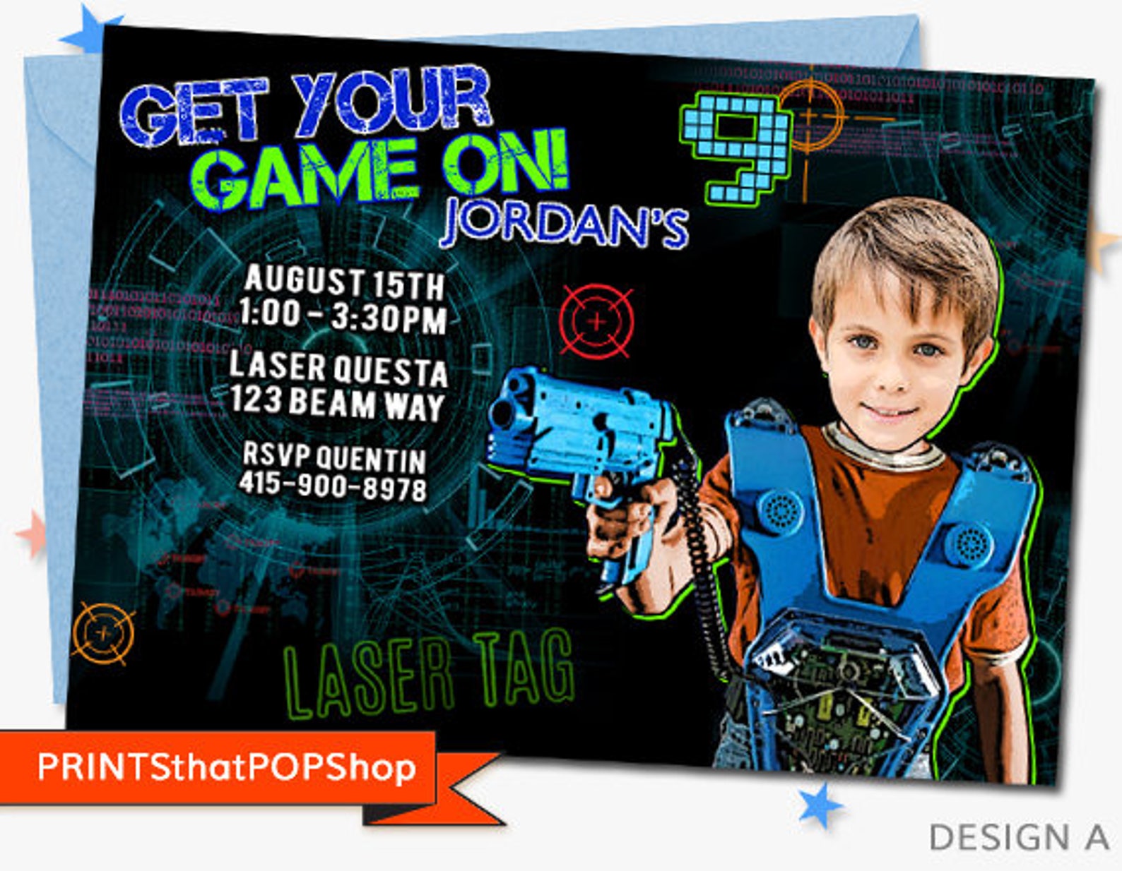 Laser Tag Party,laser Tag Invitation,custom Face Invites,video Birthday ...