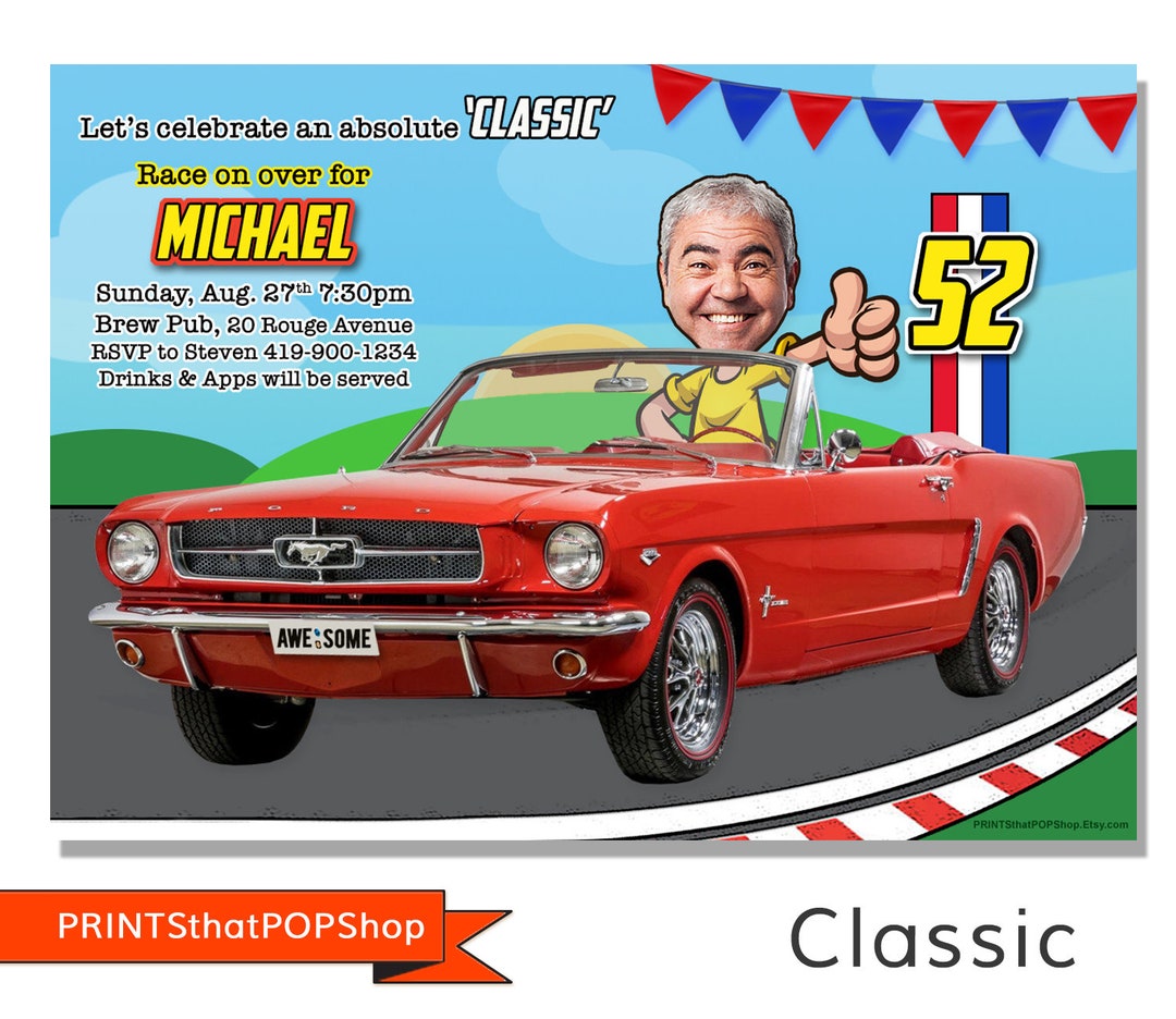 Vintage Car, Fast Race Car Party, Race Car Invites, Sports Car Theme ...