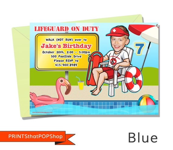 Lifeguard Theme Birthday,Beach Party Invitation,Beach Birthday,Pool ...