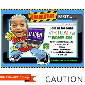 Online Virtual Birthday Party Invite,virtual Party Invitation,video ...