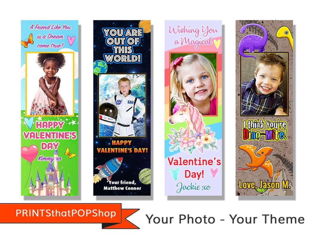 Classroom Valentine,valentines Day Bookmarks,custom Bookmarks,photo ...