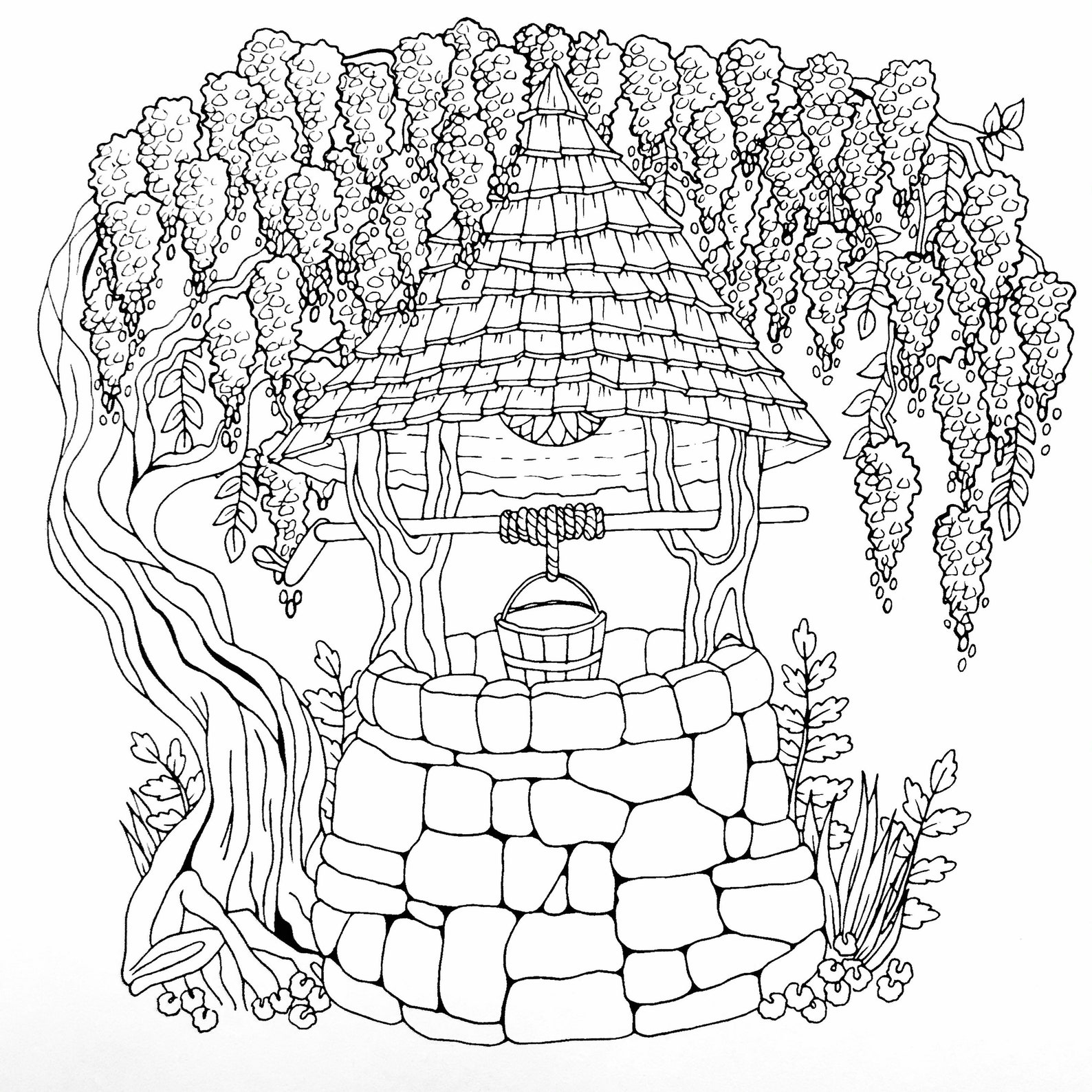 Wishing Well Coloring Sheets Coloring Pages
