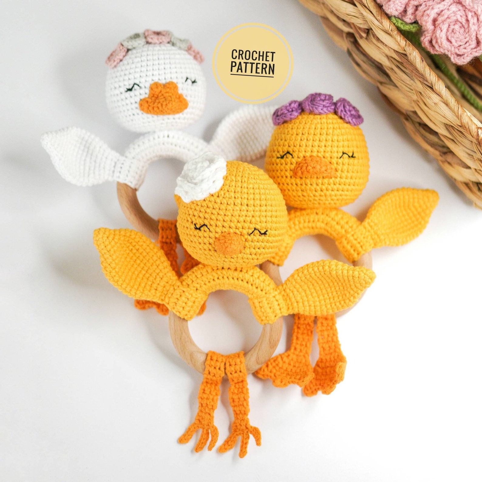 Baby Rattle Pattern Amigurumi Goose Rattle Pdf Pattern Duck - Etsy