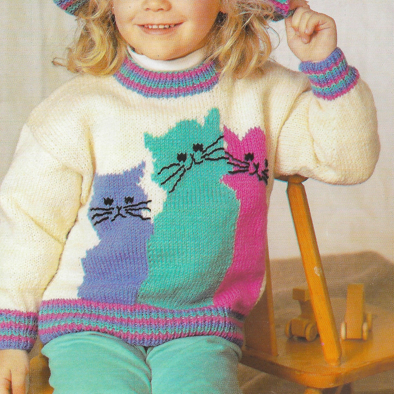 Cat Sweater Vintage Knit - Etsy