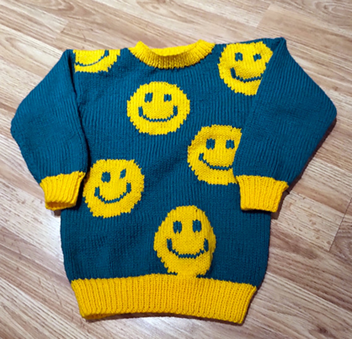 Kids Smiley Face Sweater Knitting Pattern | Happy Emoji Pullover Jumper ...