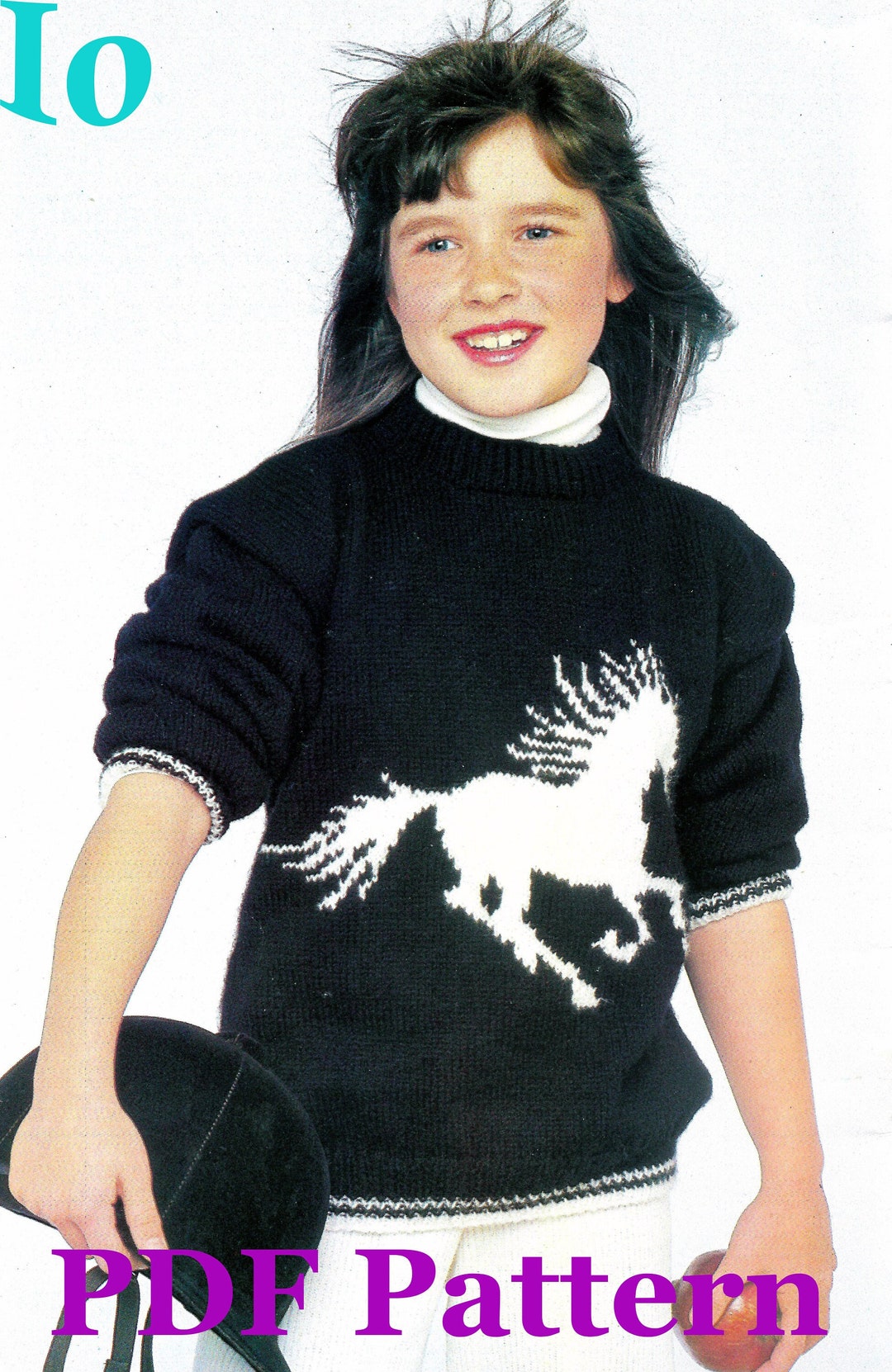 Pony Pullover Sweater Knitting Pattern Kids Horse Equine Jumper ...