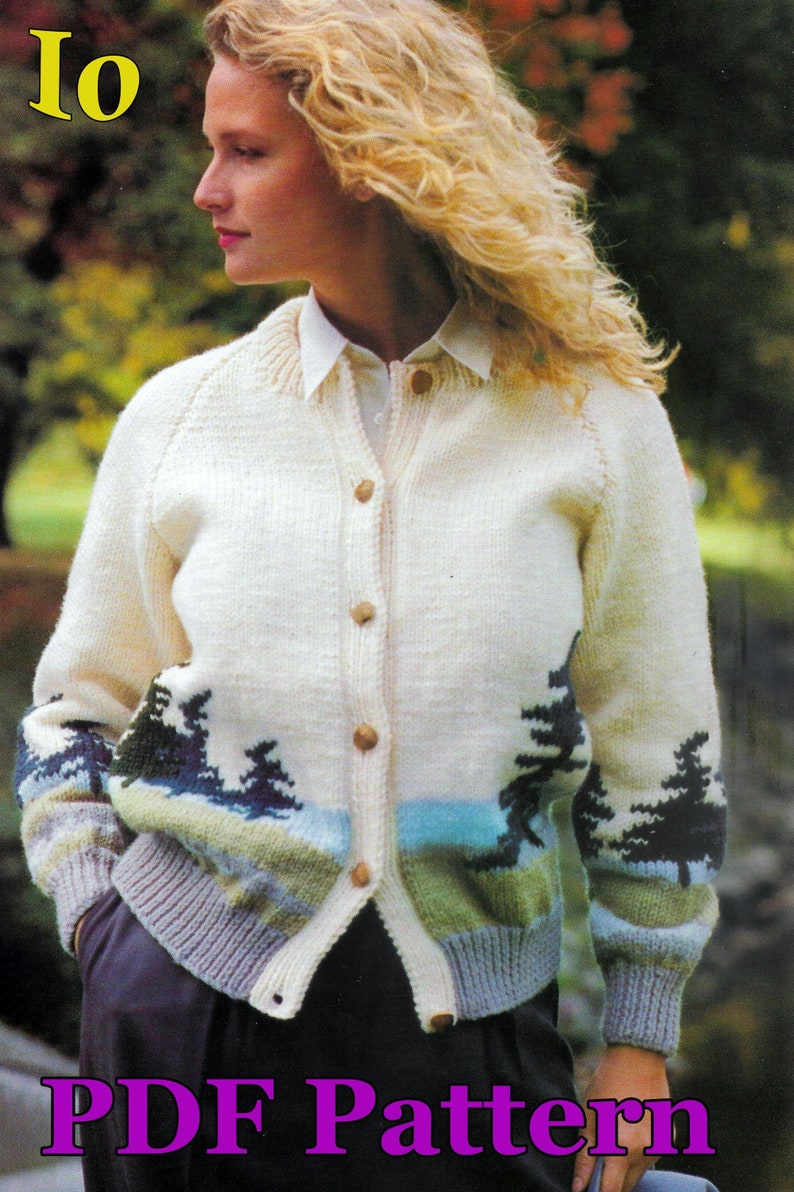 Serene Shores Cardigan Sweater Knitting Pattern | Intarsia Colorwork ...