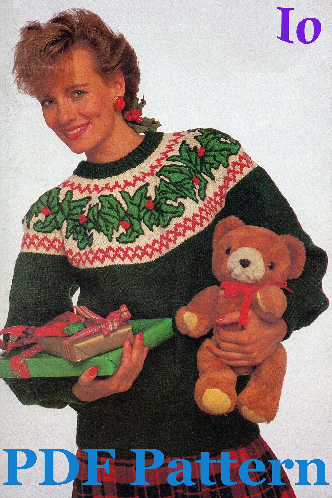 Adult Christmas Holly Sweater Knitting Pattern | Holiday Fair Isle Yoke ...