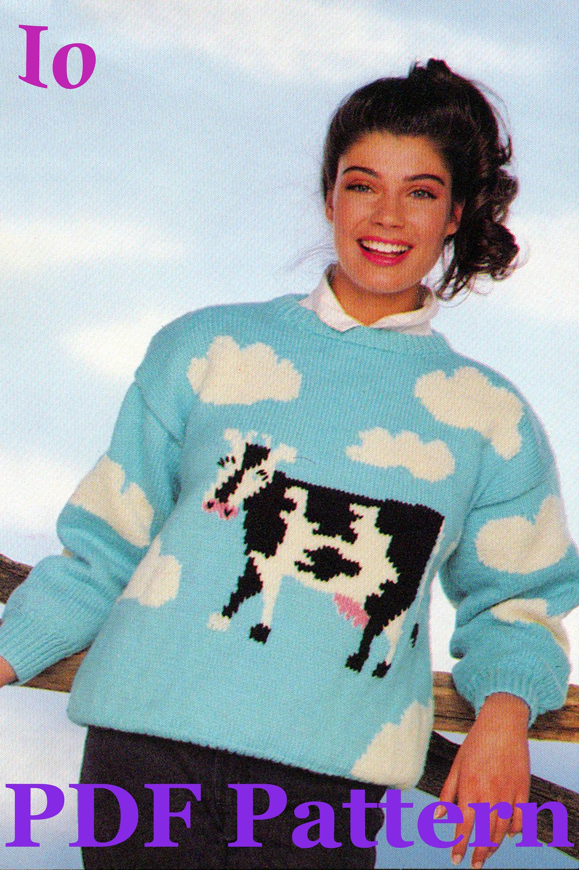 Holstein Cow Sweater Knitting Pattern | Adult Pullover Jumper Sizes ...