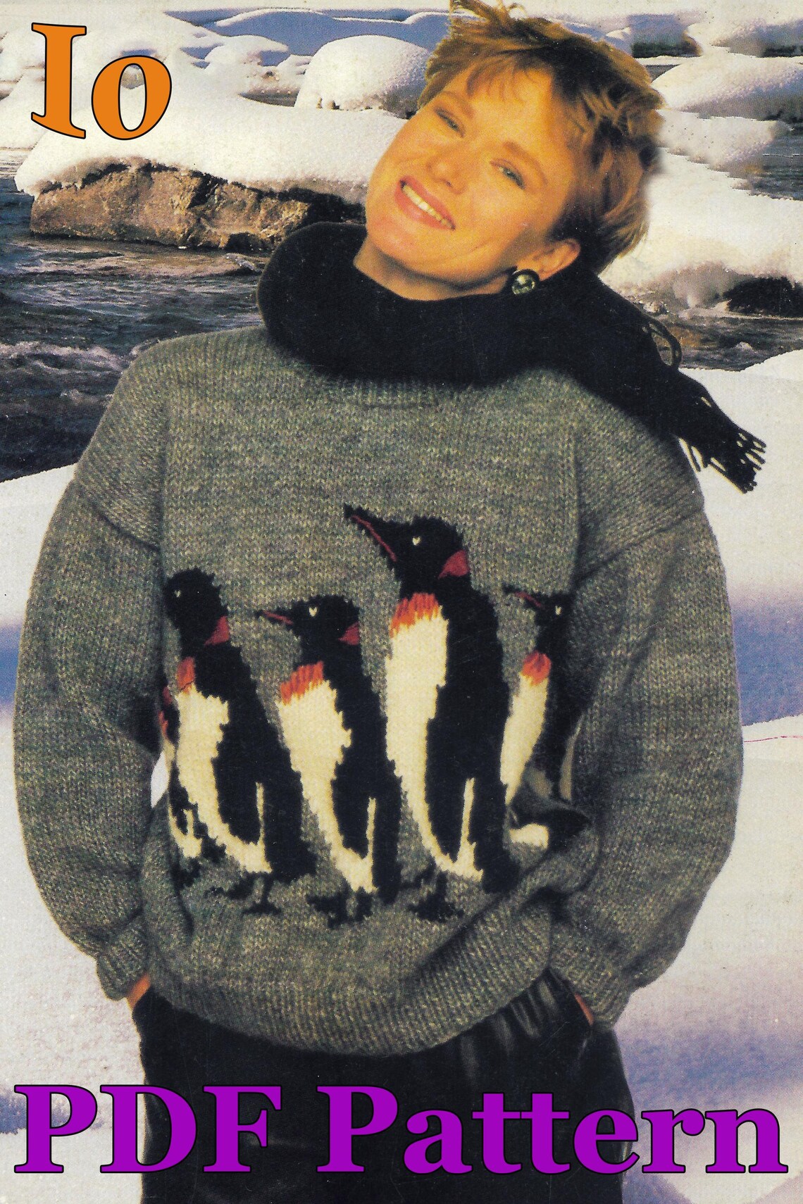 Penguins Sweater Knitting Pattern | Vintage 1990 Pullover Jumper Design ...