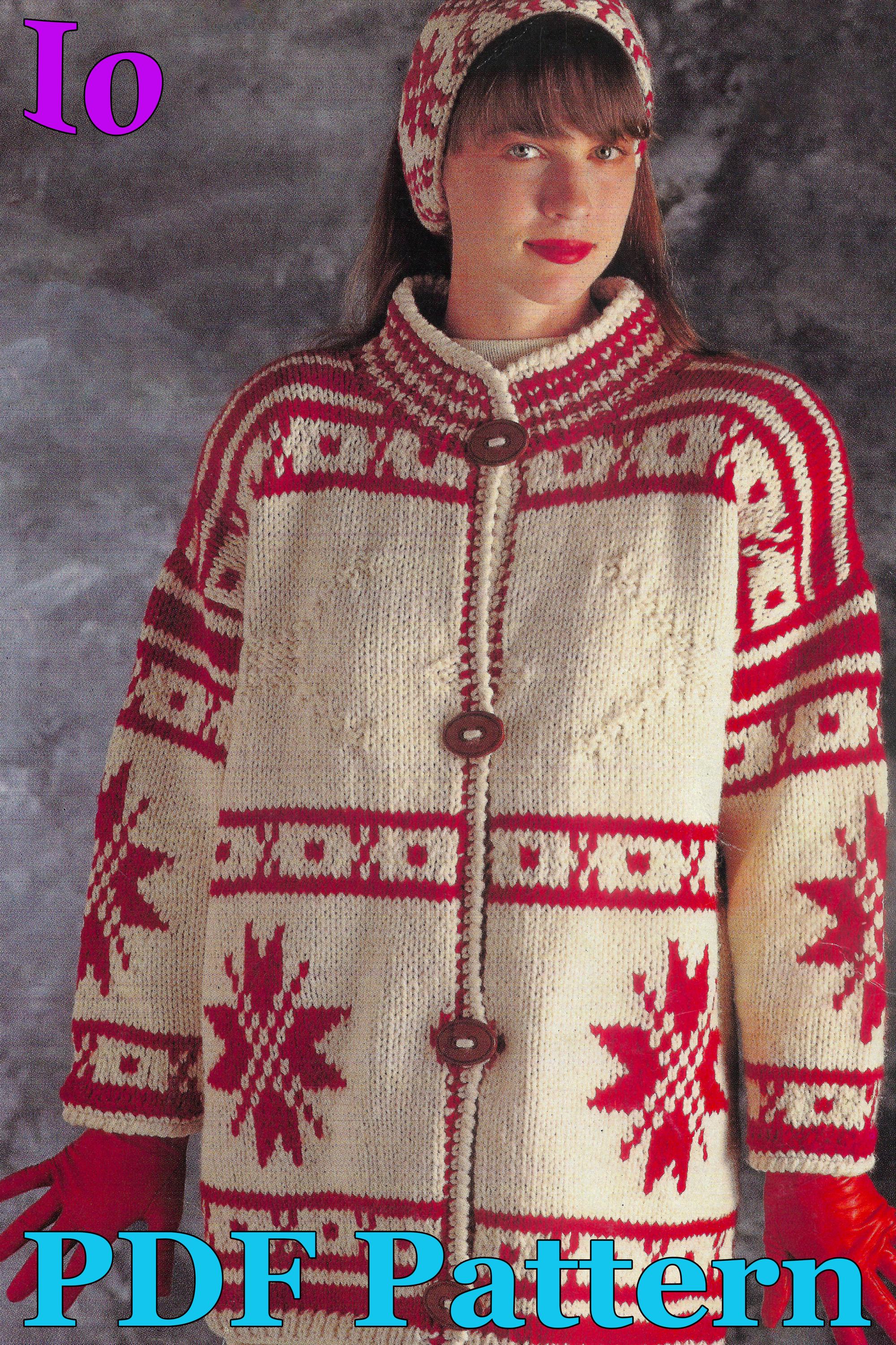 Norwegian Star Jacket Knitting Pattern | Vintage 1990s Textured ...