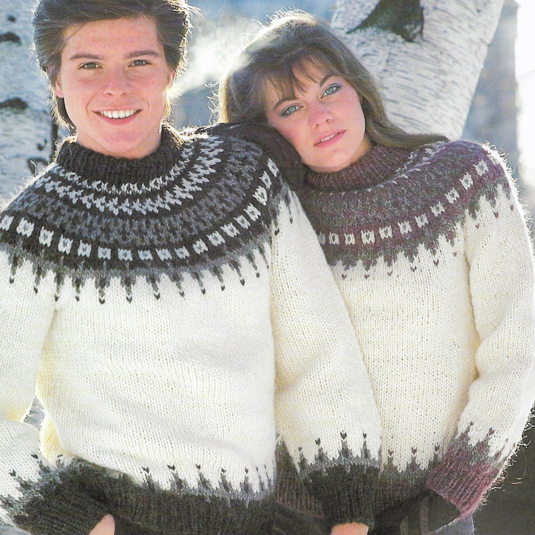 Winter Warmups Sweater Knitting Pattern | Vintage 1983 Lopi Design ...