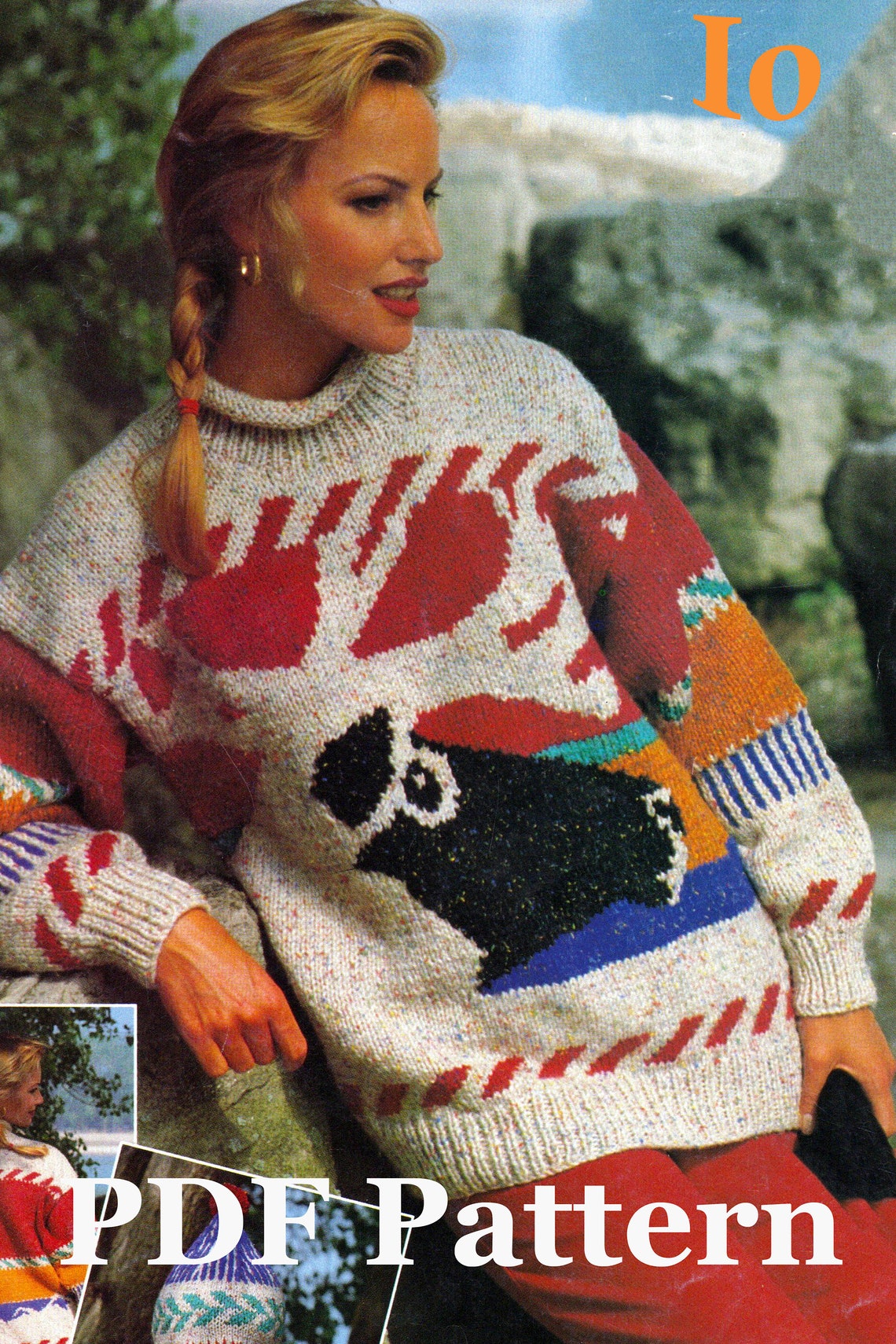 Caribou Sweater Knitting Pattern | Fair Isle Intarsia Reindeer | 1993 ...