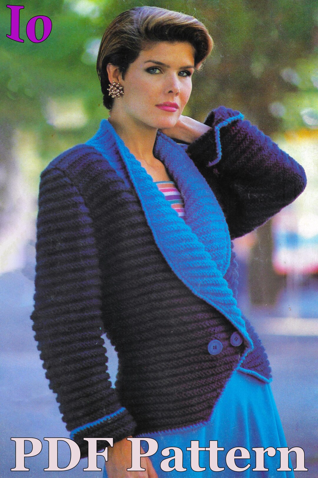 Two Tones Blazer Knitting Pattern | Women Vintage Jacket 1988 | Textured | Buttons | Lapels ...