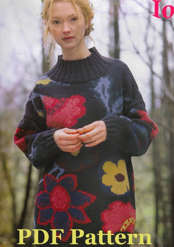 Flora Sweater Knitting Pattern Womens Flower Pullover Jumper | Etsy