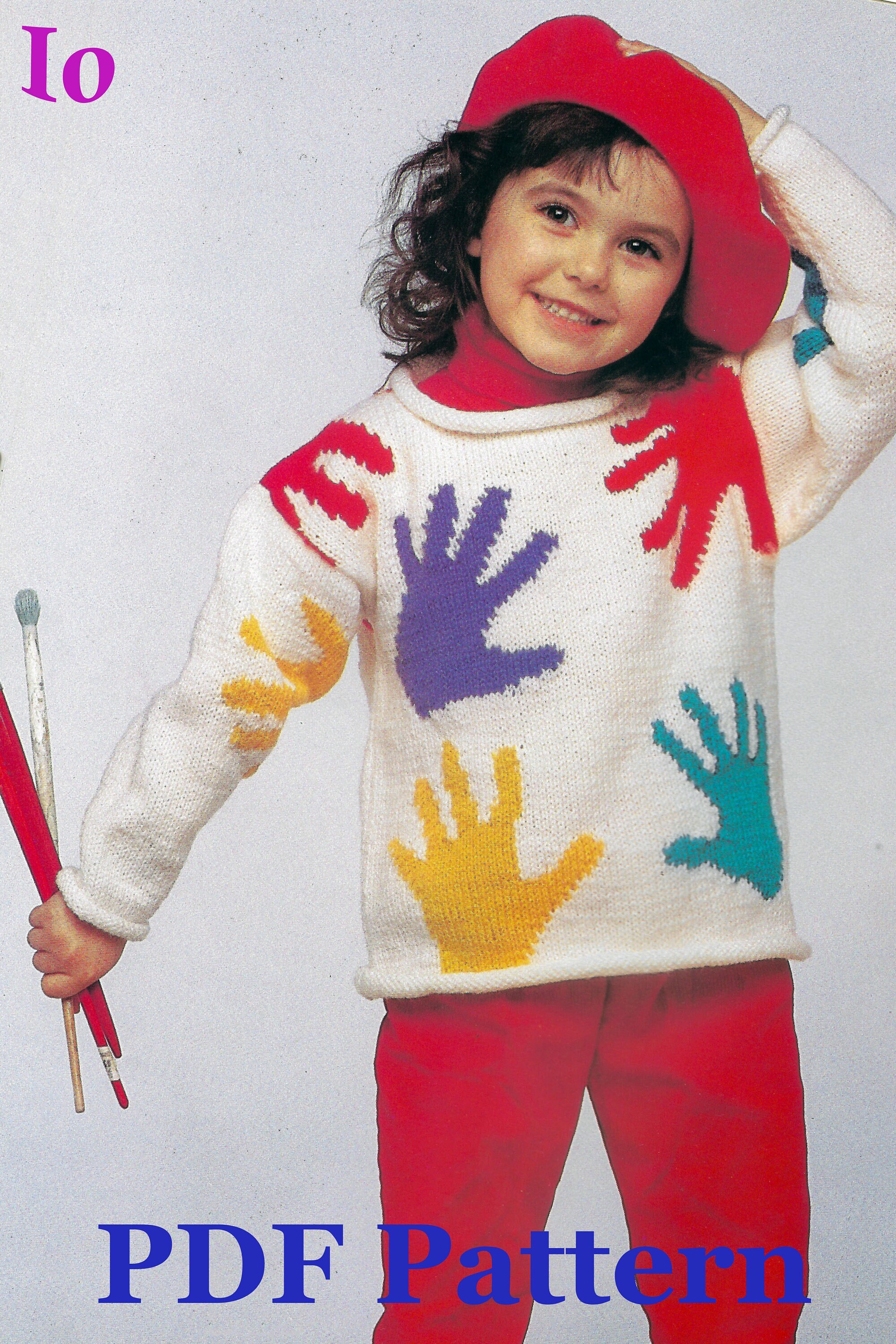 Hands up Pullover Sweater Knitting Pattern | Child Sizes | Handprints ...