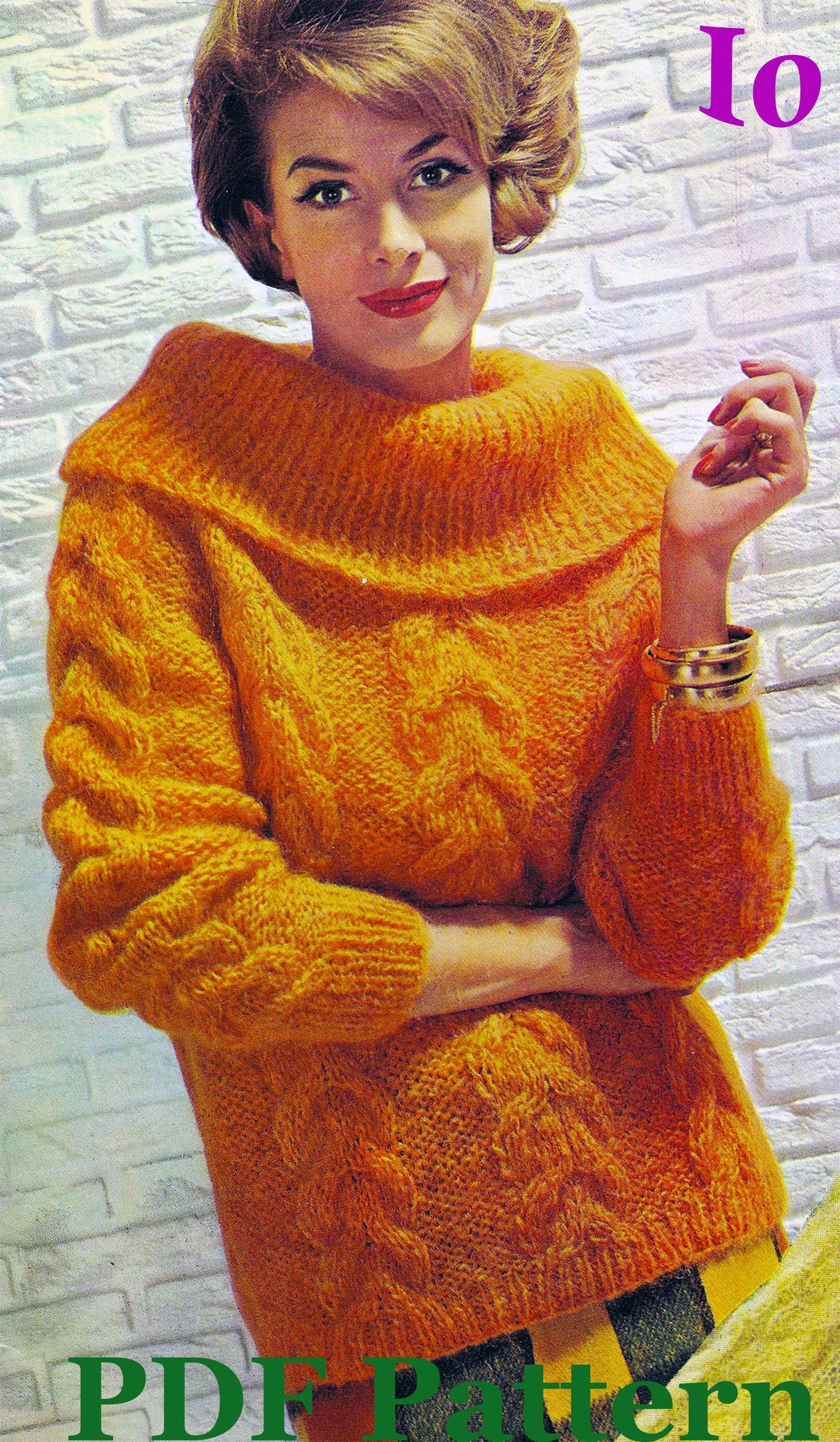 Cowl Neck Sweater Knitting Pattern | Horseshoe Cable Jumper | off ...