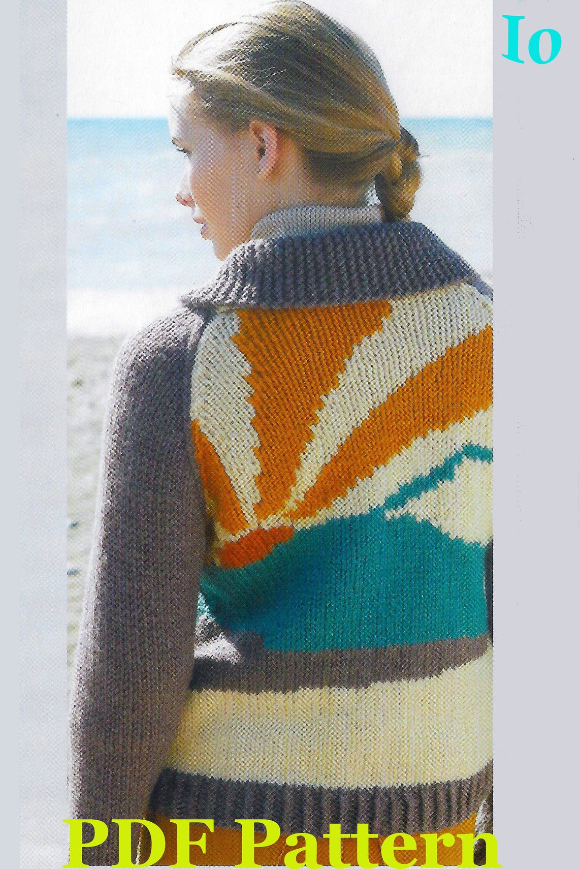 Coastal Cardi Knitting Pattern | Sunset Sunrise Zipper Jacket | Intarsia Cowichan Colorwork ...