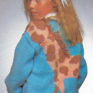 Kids Giraffe Pullover Sweater Knitting Pattern | 1988 Childrens Jumper ...
