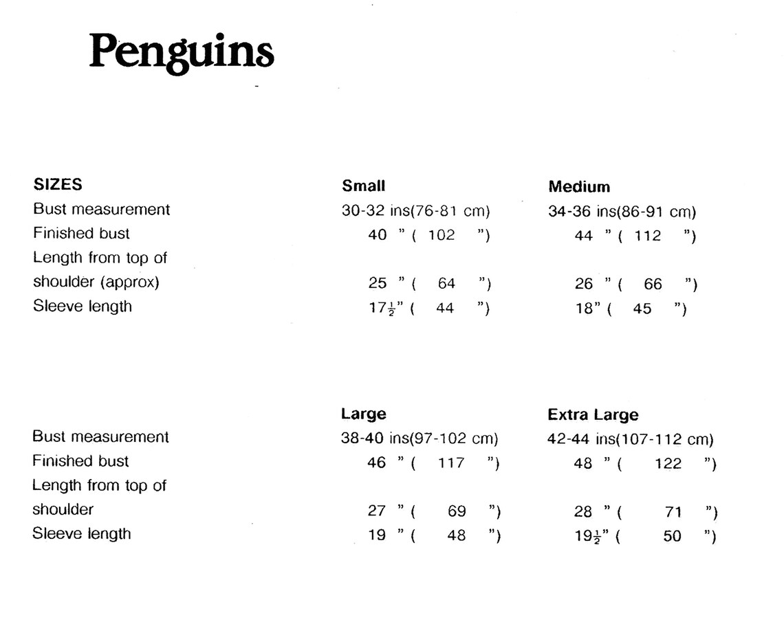 Penguins Sweater Knitting Pattern | Vintage 1990 Pullover Jumper Design ...
