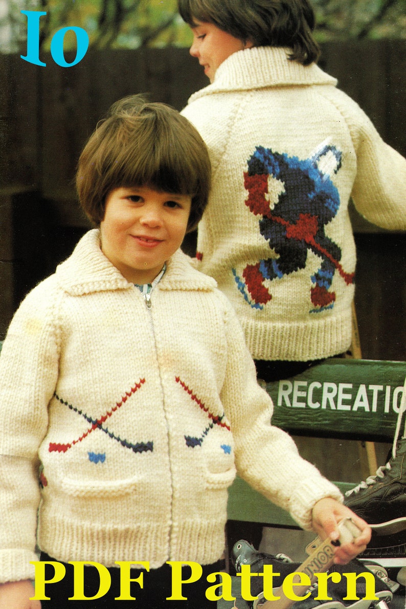 Kids Ice Hockey Sweater Knitting Pattern | Zipper Cardigan Pockets ...