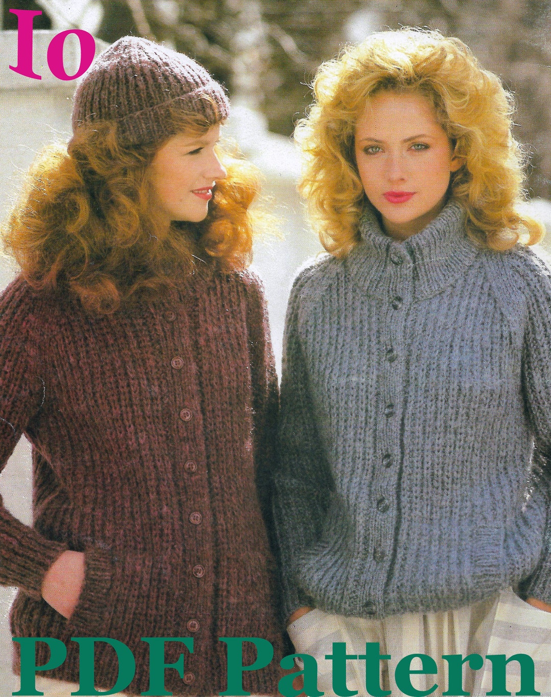 Vintage 1983 Ribbed Jacket + Hat Knitting Pattern | Womens Cardigan ...