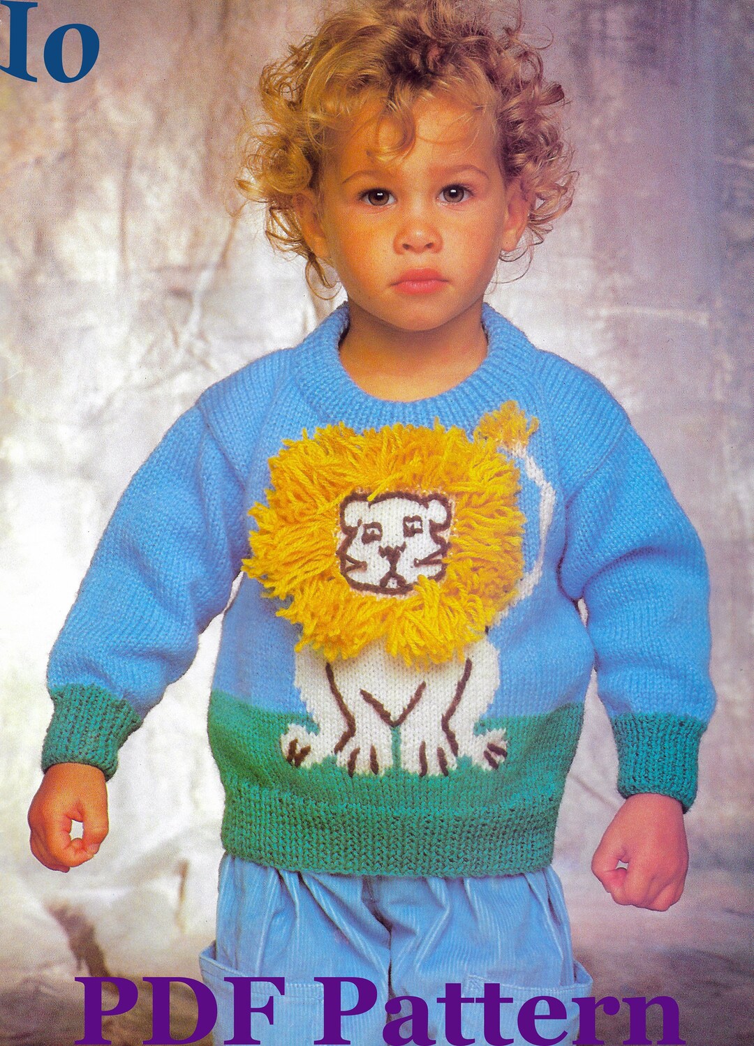 Childs Lion Sweater Knitting Pattern | Vintage 1988 Pullover Jumper ...