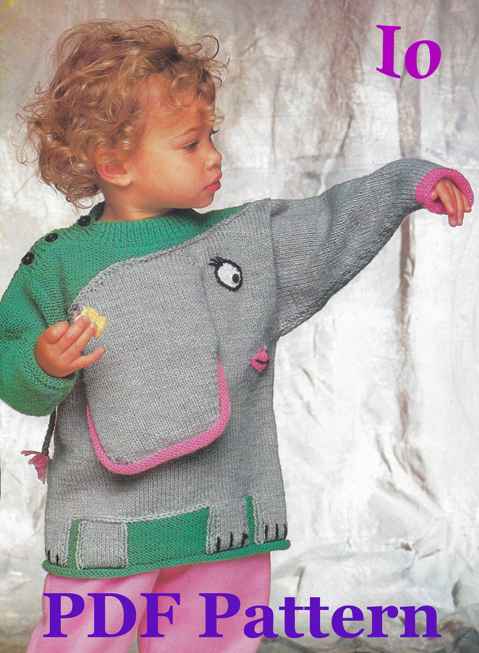 Kids Elephant Sweater Knitting Pattern | Vintage 1988 | Childrens ...