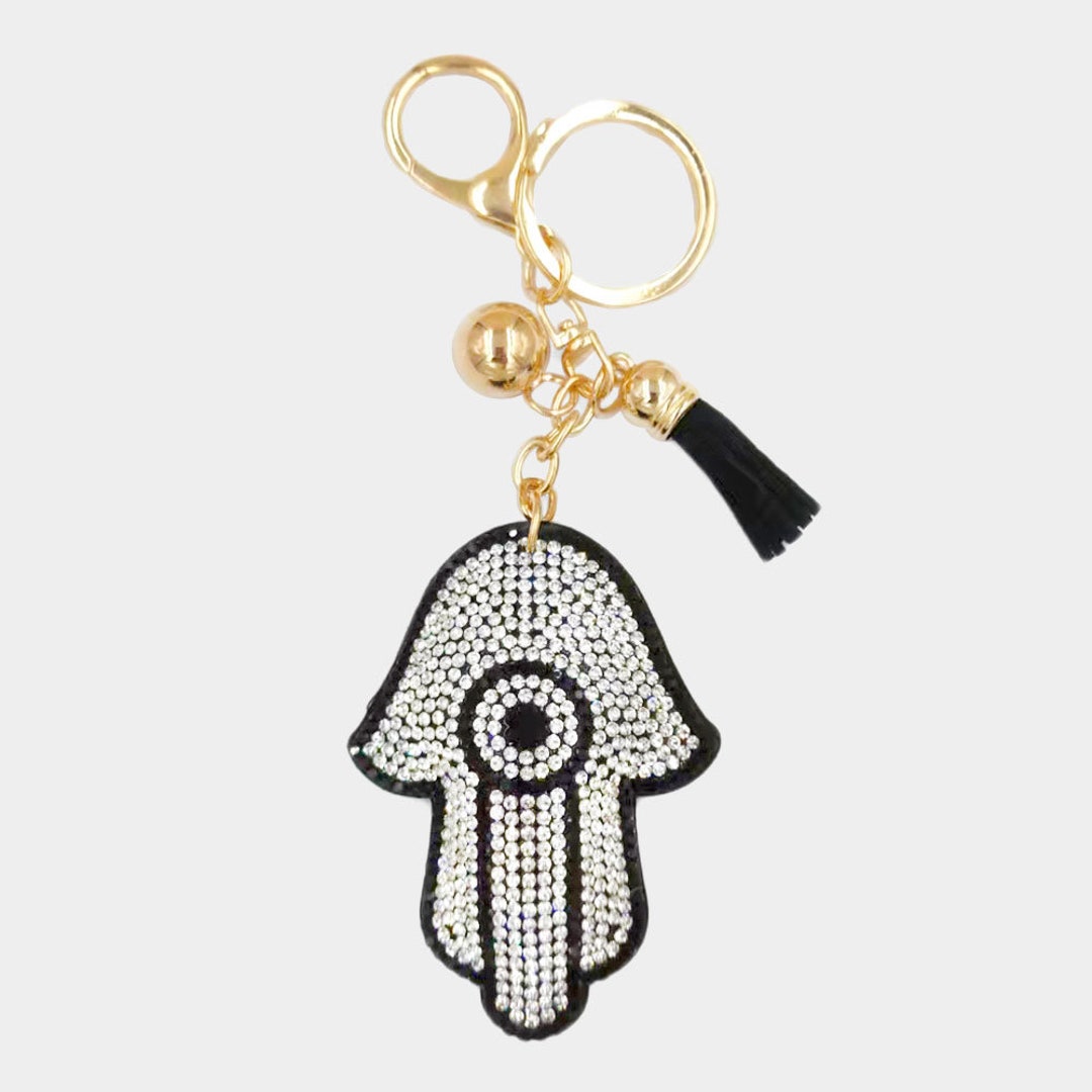 Evil Eye Hand Keychain, Rhineston Key Chain, Wristlet Keychain, Purse ...