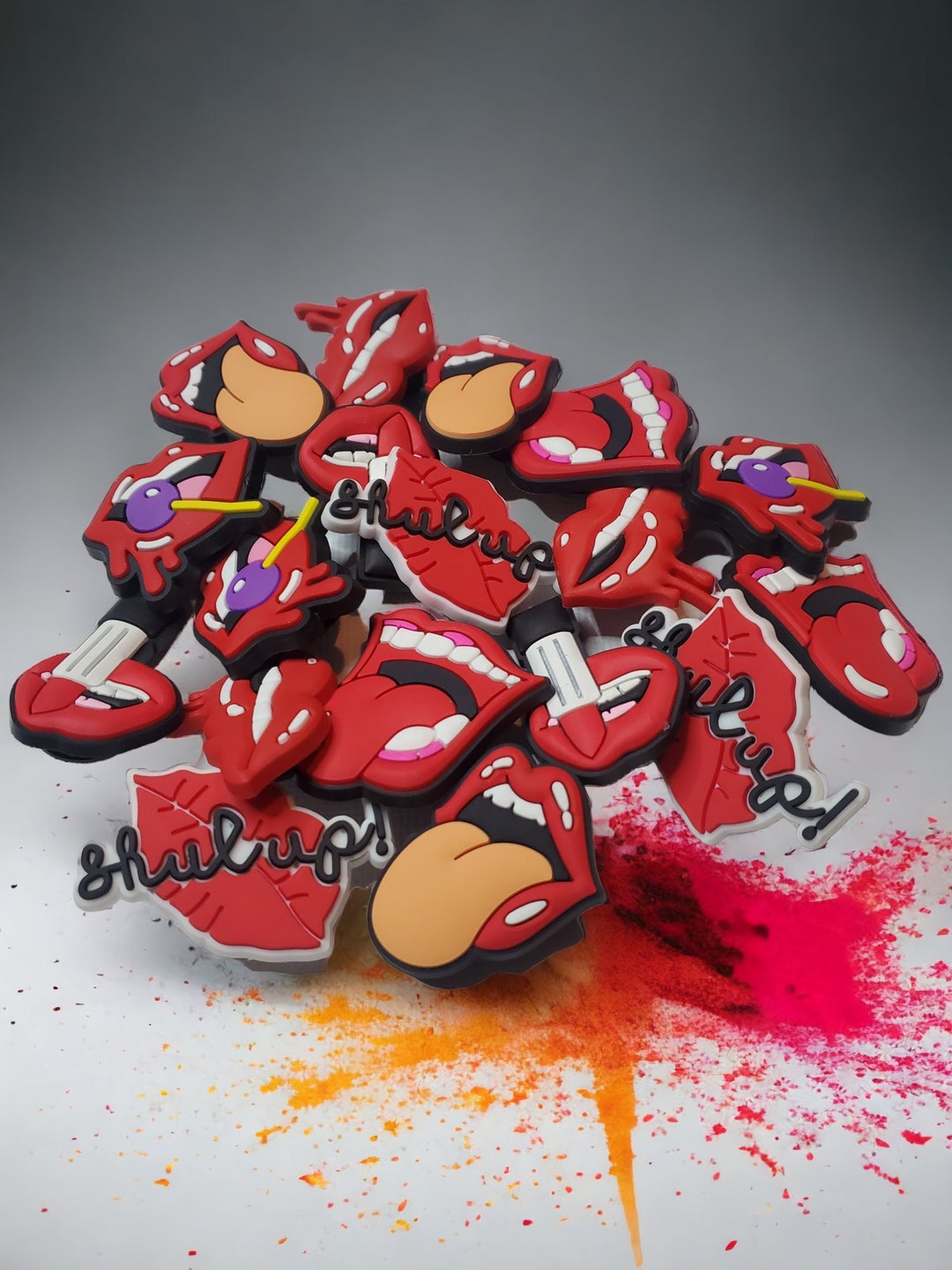 Lips Croc Charms, Kiss Croc Shoe Decorations, Red Lips Shoe Charms for ...