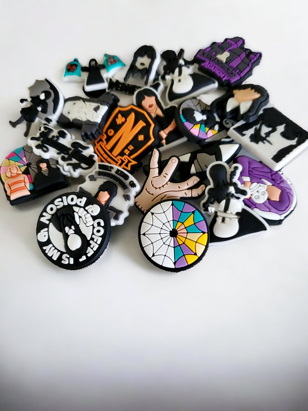 Wednesday Croc Charms, Gothic Shoe Charms, Addams Family Jibbitz ...