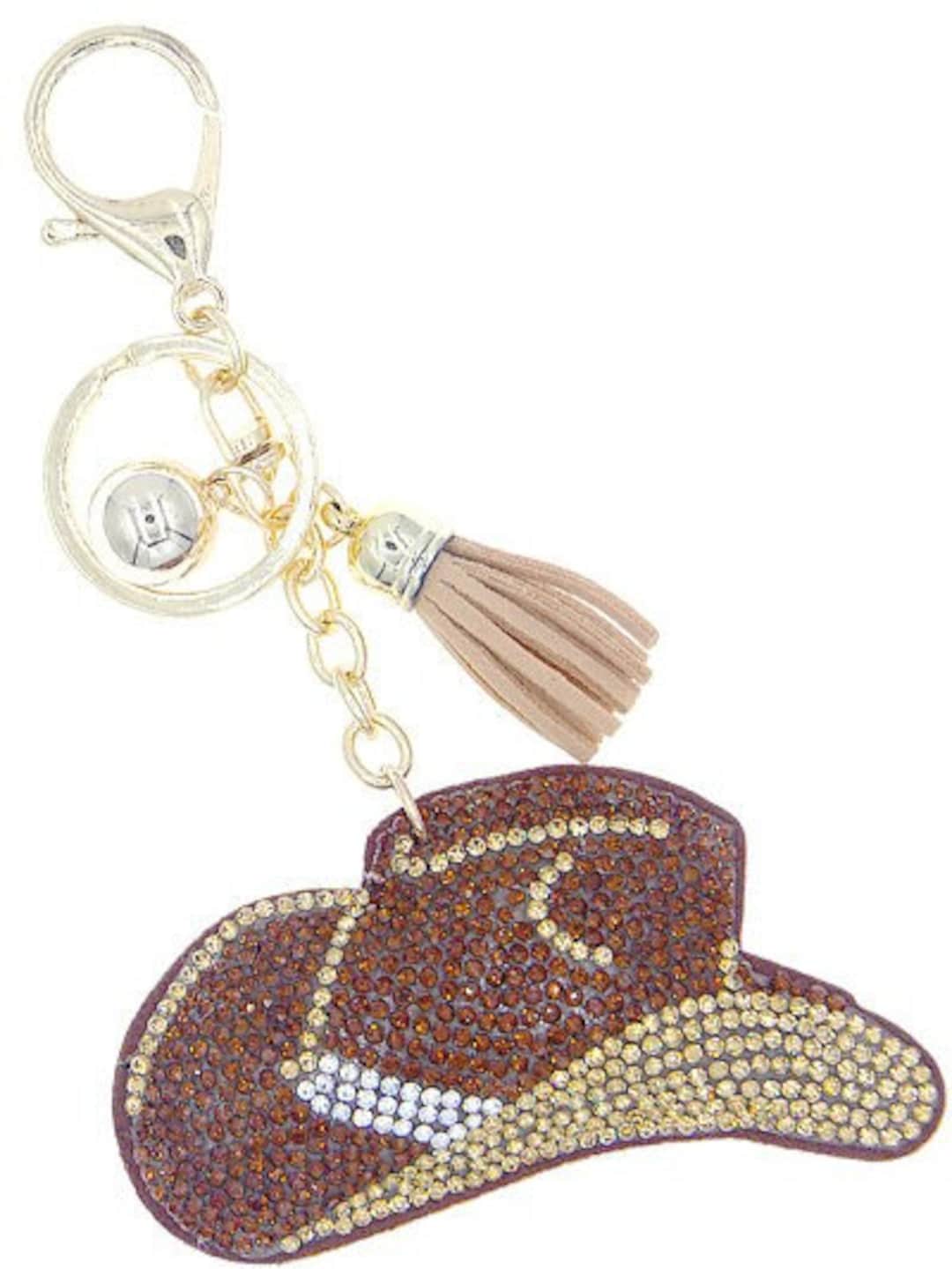 Cowboy Hat Keychain, Rodeo Key Ring, Rhinestone Cowgirl Hat, Bling ...
